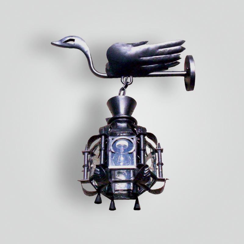 ADG Lighting - Forged swan lantern on forged arm