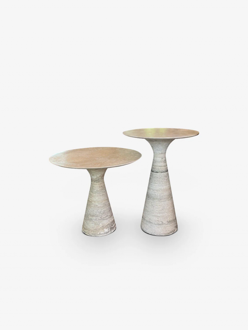 ALINEA - ANGELO M/SR 45 SIDE TABLE IN TRAVERTINE SILVER IN HONED FINISH
