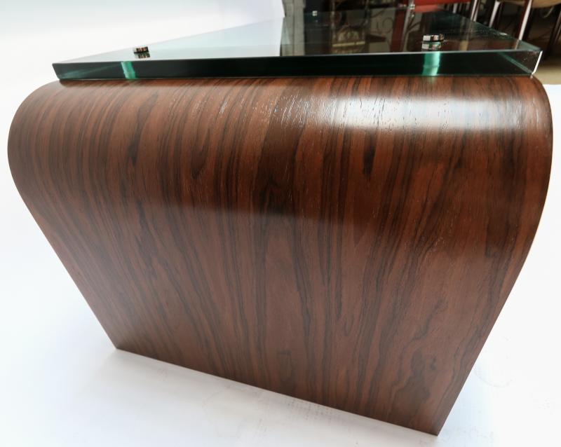 Adesso Studio - Custom Rectangular Rosewood and Glass Coffee Table