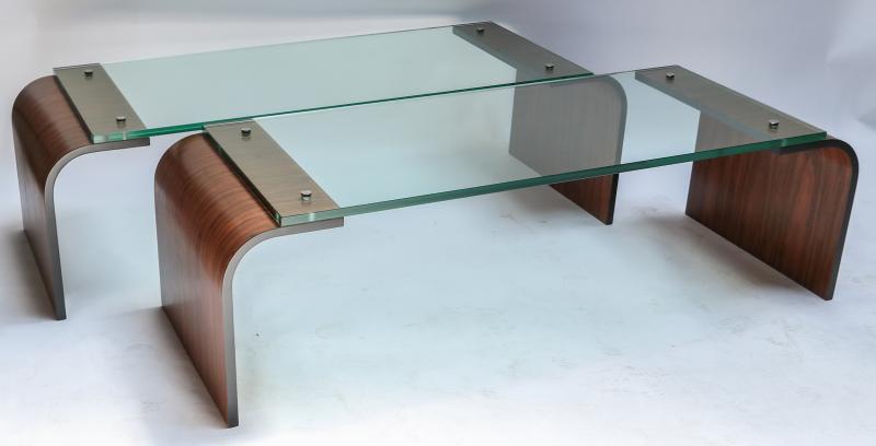 Adesso Studio - Custom Rectangular Rosewood and Glass Coffee Table
