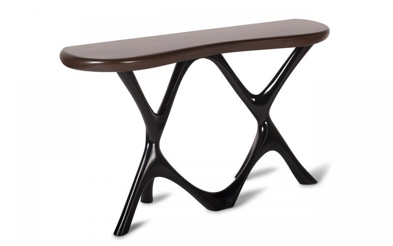 Amorph - Avatar Console Table in Walnut Wood and Black Lacquer