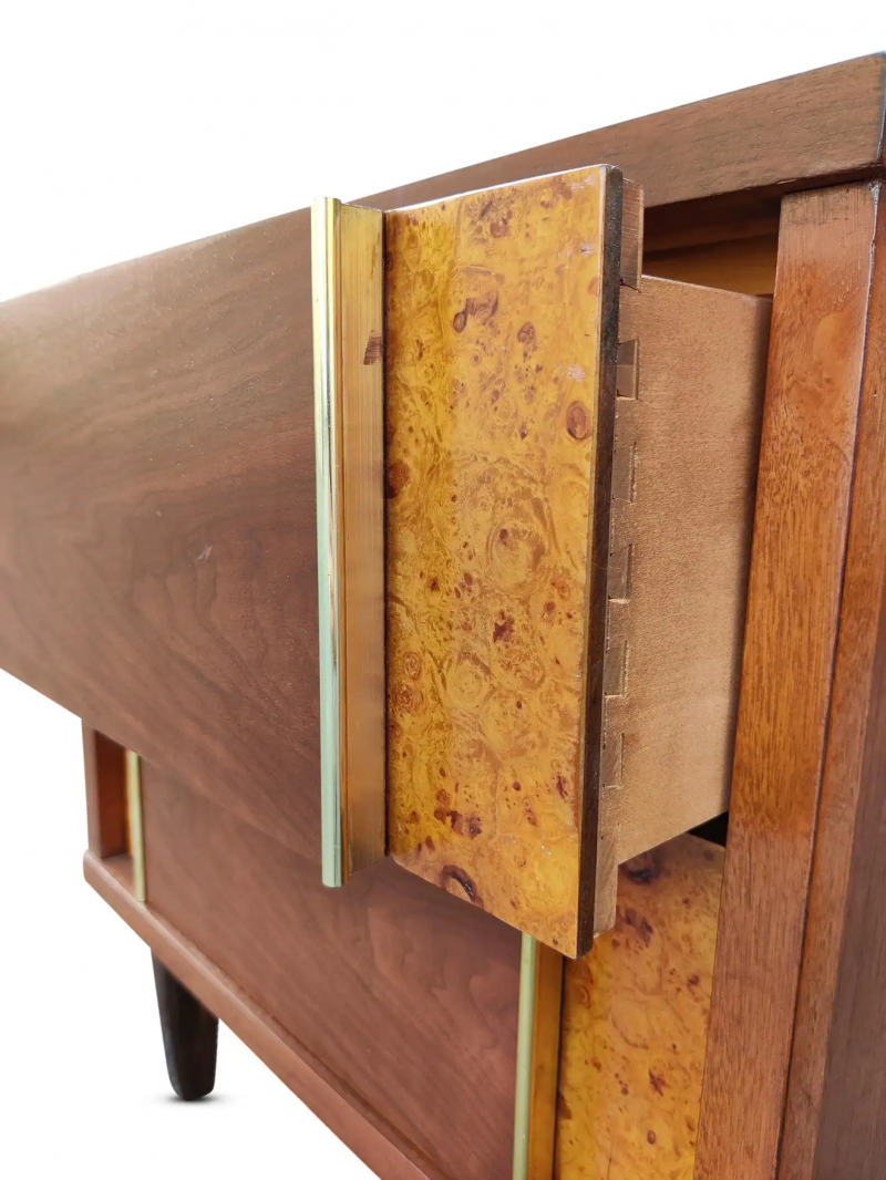 Basic Witz Furniture - Basic Witz Pair Mid-Century Walnut Olive-Burl ...