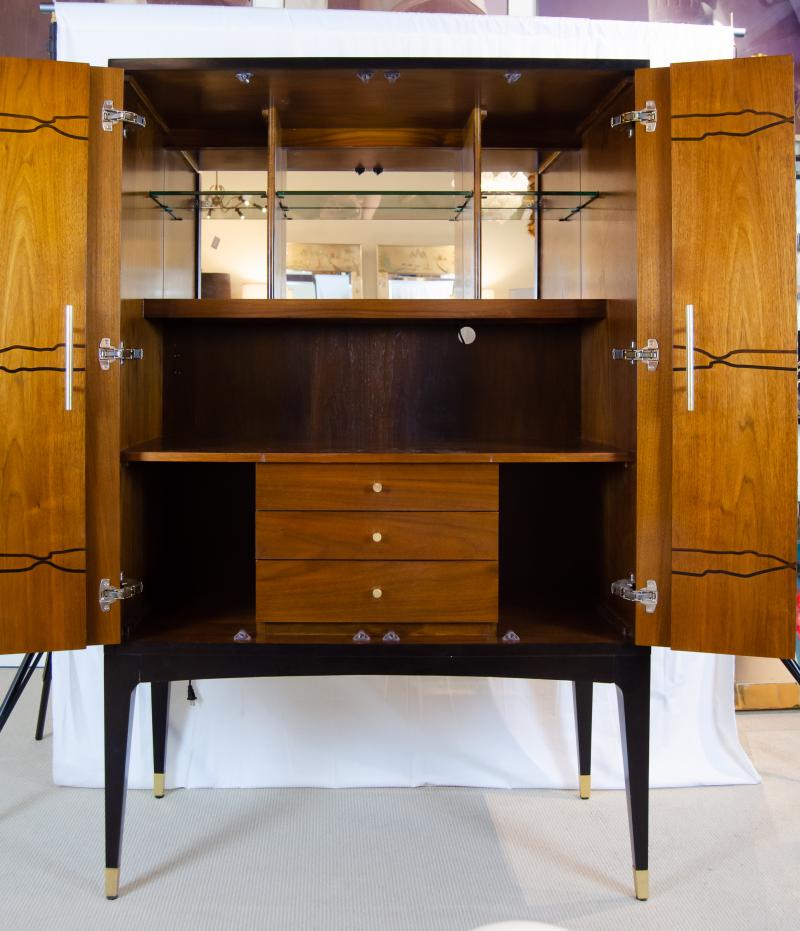 Brownstone Furniture - Inlaid Wood & Lacquer Bar Cabinet