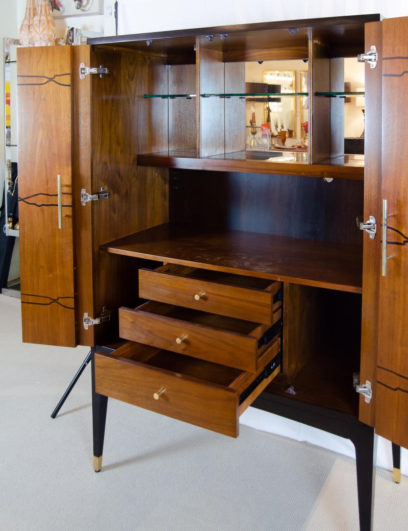Brownstone Furniture - Inlaid Wood & Lacquer Bar Cabinet