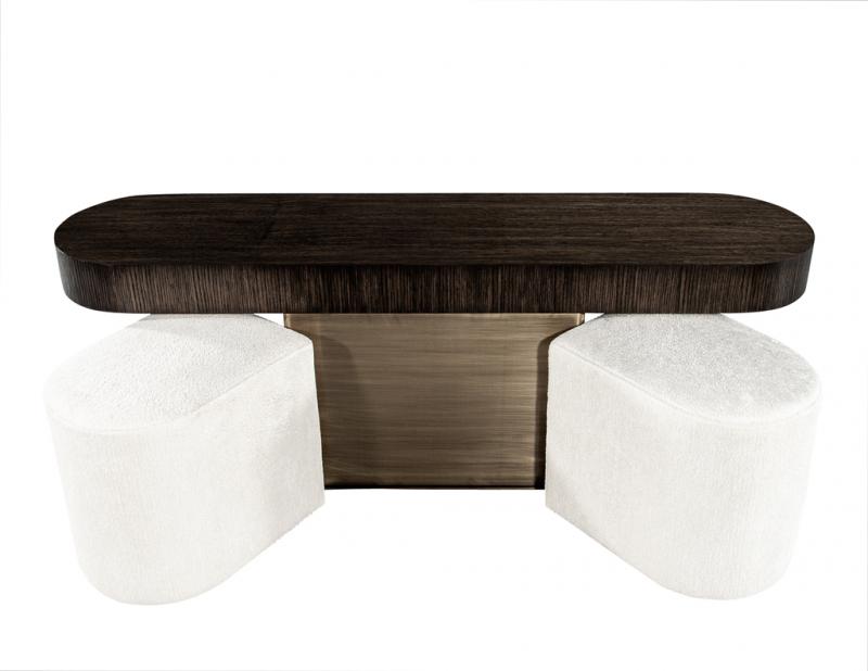 Carrocel Interiors - Modern Console Table with Pull Out Ottoman Stools