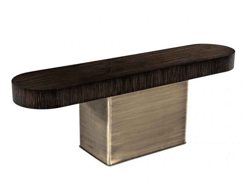 Carrocel Interiors - Modern Console Table with Pull Out Ottoman Stools