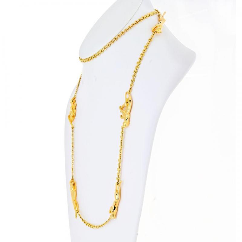 Cartier - CARTIER PANTHERE 18K YELLOW GOLD 6 MOTIF CHAIN NECKLACE