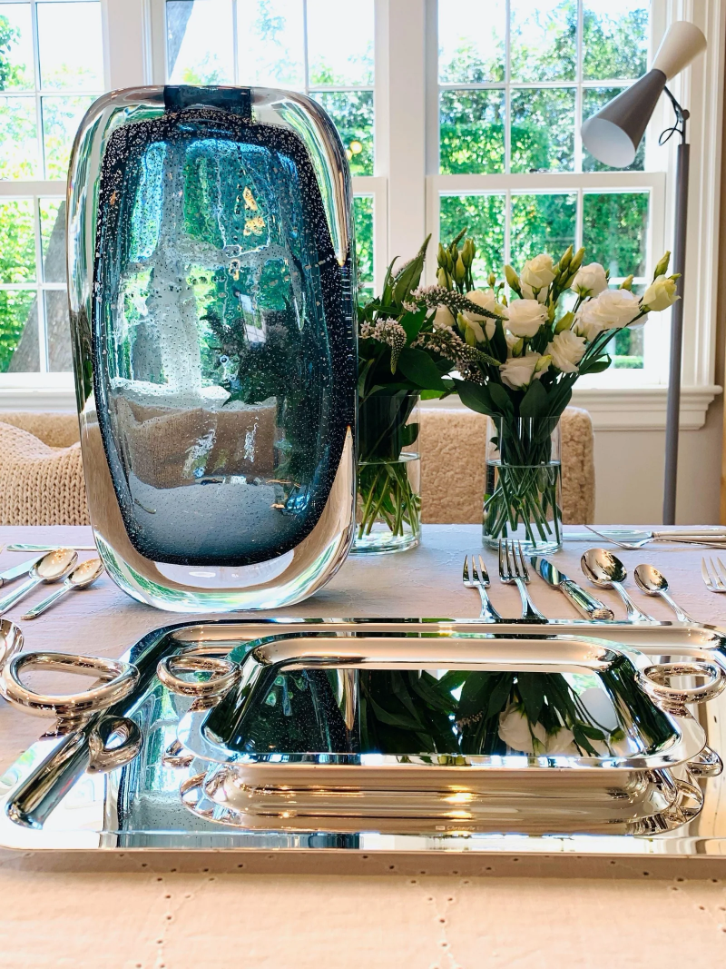 Christofle - VERTIGO TRAY SMALL WITH HANDLES IN SILVER PLATE