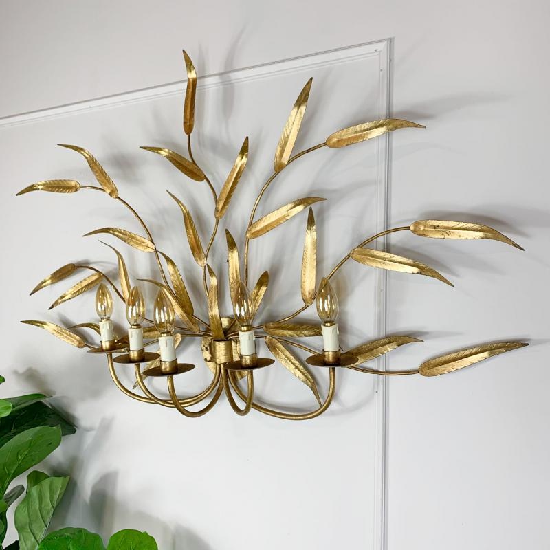 Ferro Art - Extraordinary Huge Ferro Art Gilt Leaf Wall Light
