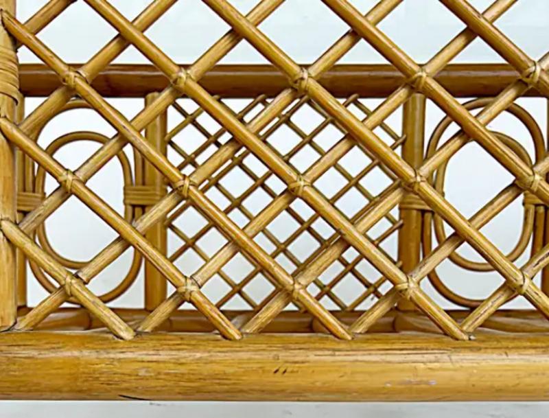 Ficks Reed - Vintage Coastal Rattan Coffee Cocktail Table with Glass Top