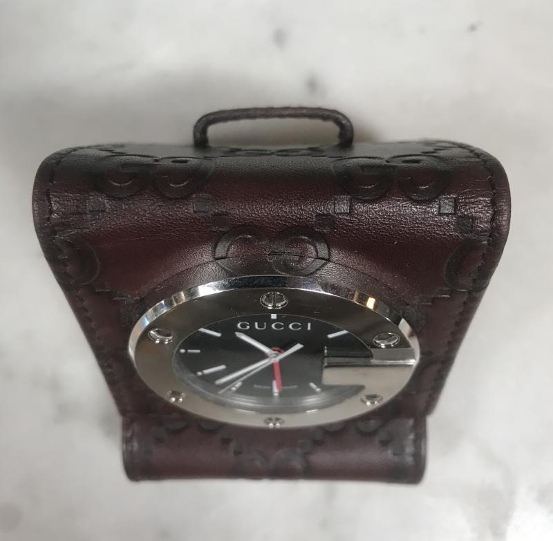 Gucci - GUCCI LIMITED EDITION BROWN TRAVEL DESK ALARM CLOCK/WATCH ...