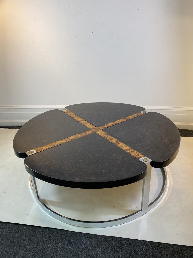 Gucci - GUCCI STYLE MODERNIST STONE,CHROME & BRASS DESIGN COFFEE TABLE