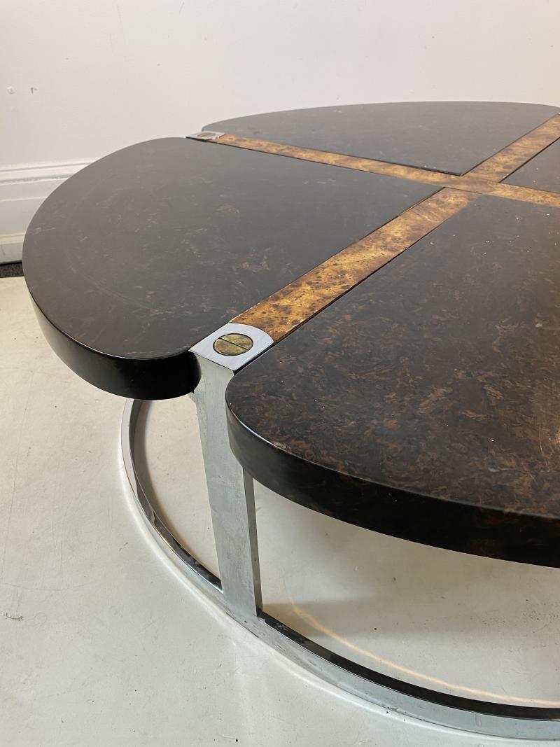 Gucci - GUCCI STYLE MODERNIST STONE,CHROME & BRASS DESIGN COFFEE TABLE