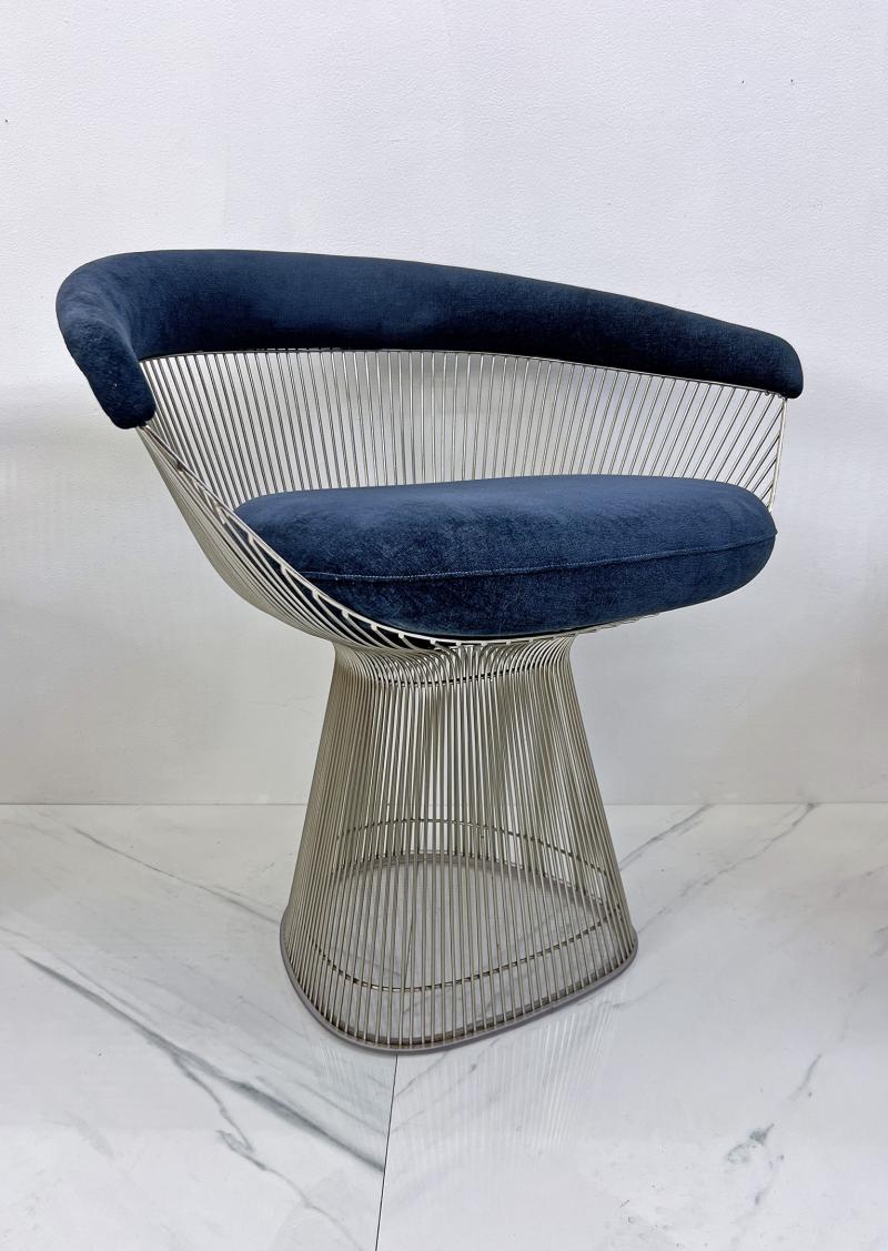 Knoll - Warren Platner Arm Chairs in Sapphire Velvet