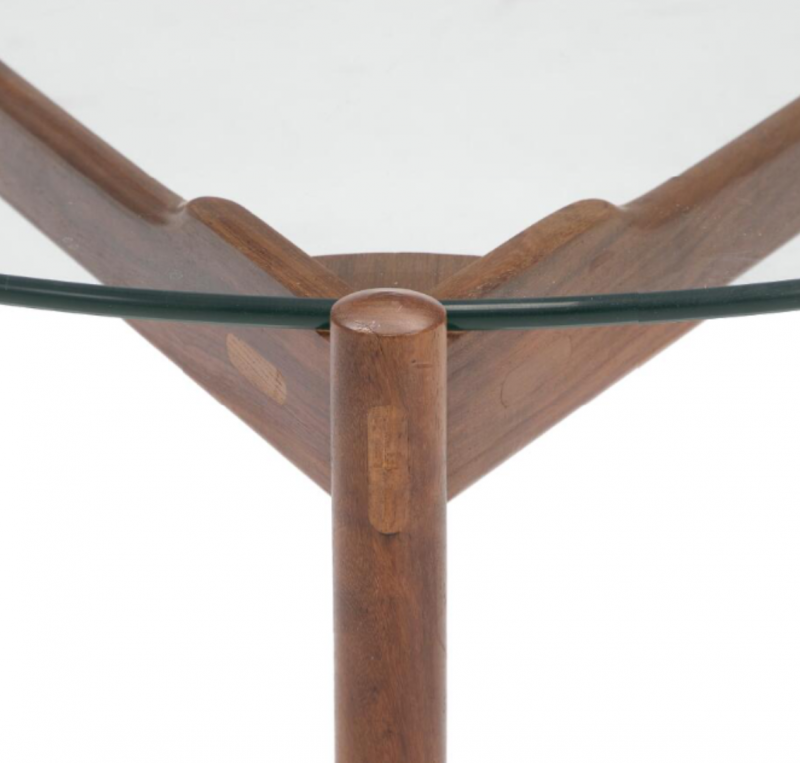 Komfort of Denmark - 1960s nutwood & glass coffee table by Komfort