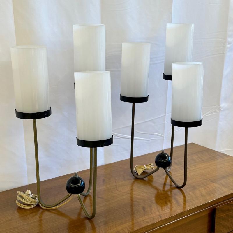 Kurt Versen - Pair of Large Mid-Century Modern Brass Table / Desk Lamps ...