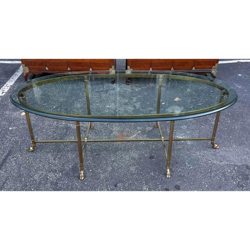 La Barge - Hollywood Regency Labarge Brass & Glass Hoofed Feet Coffee ...