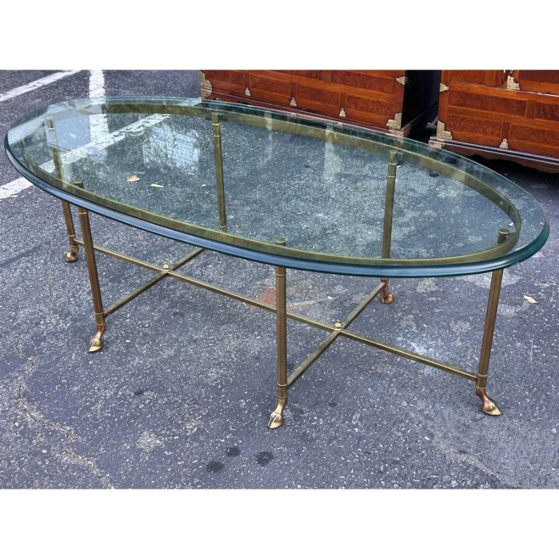 La Barge - Hollywood Regency Labarge Brass & Glass Hoofed Feet Coffee ...