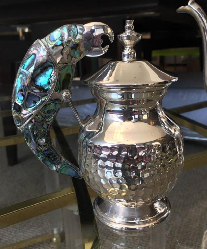 Los Castillo - Tea Service Set in Silver and Abalone by Los Castillo