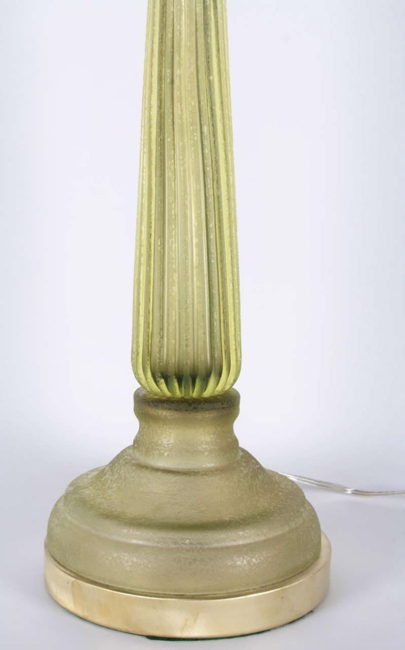Marbro Lamp Company - Celery Green Scavo Murano Glass Lamps