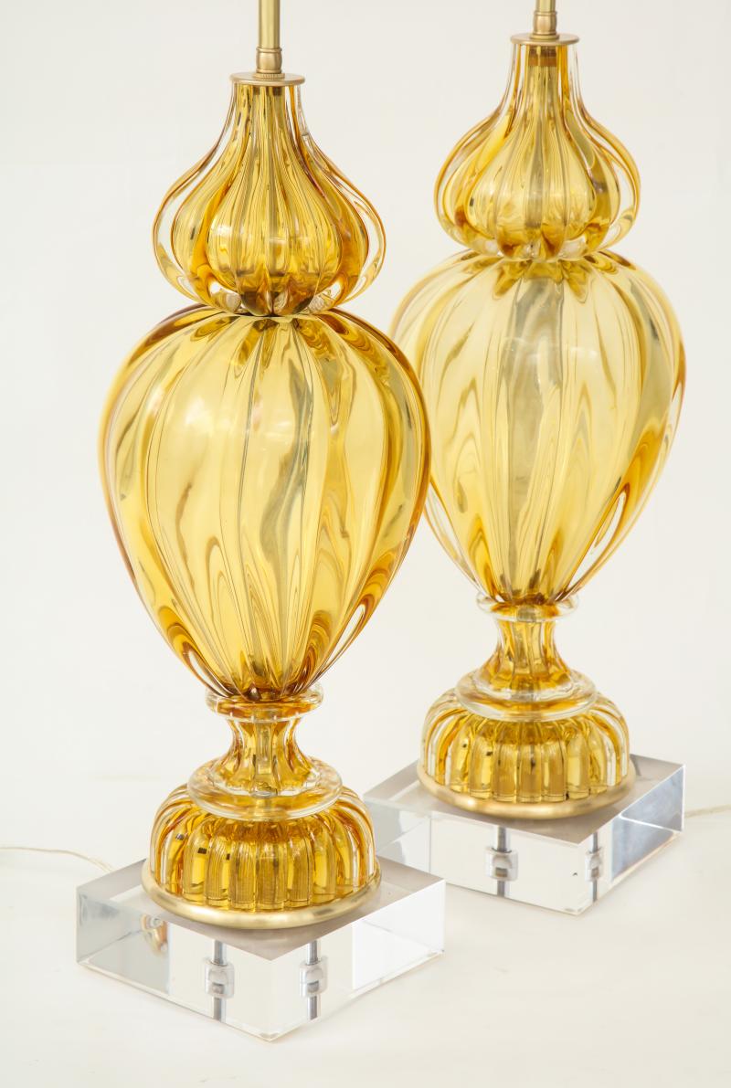 Marbro Lamp Company - Marbro Amber Murano Glass Lamps