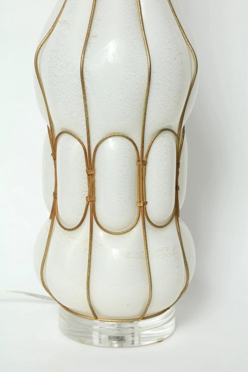 Marbro Lamp Company - Marbro Caged White Murano Glass Lamp