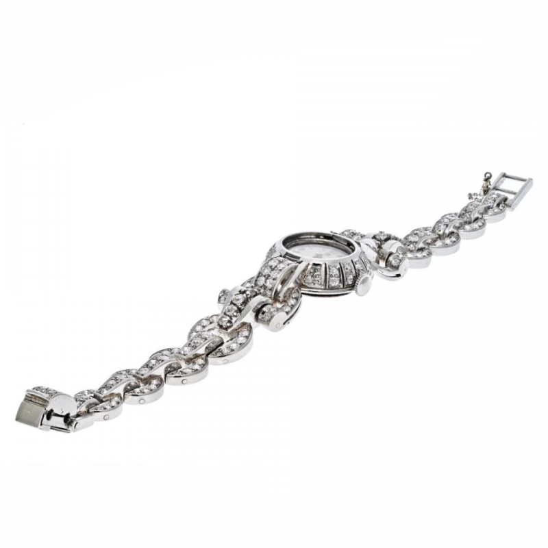 Omega - OMEGA PLATINUM 1940'S LADIES 12 CARAT OLD CUT DIAMOND WATCH