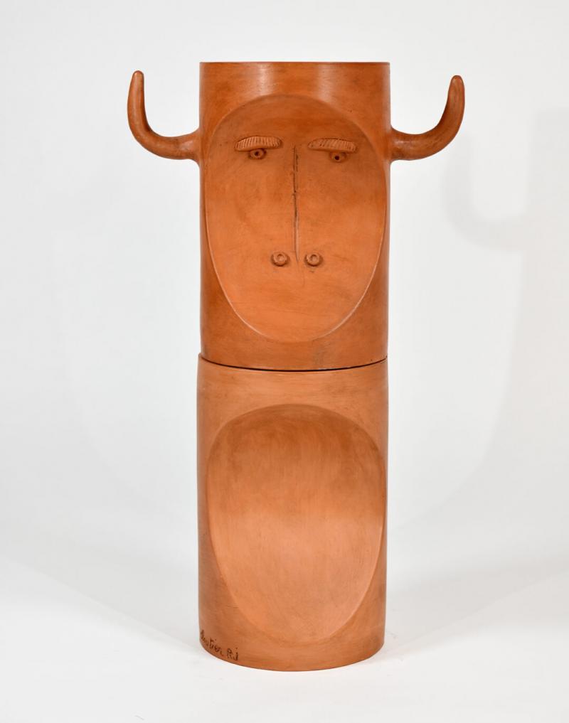 Robert & Jean Cloutier - Rare Double faced bull sculpture