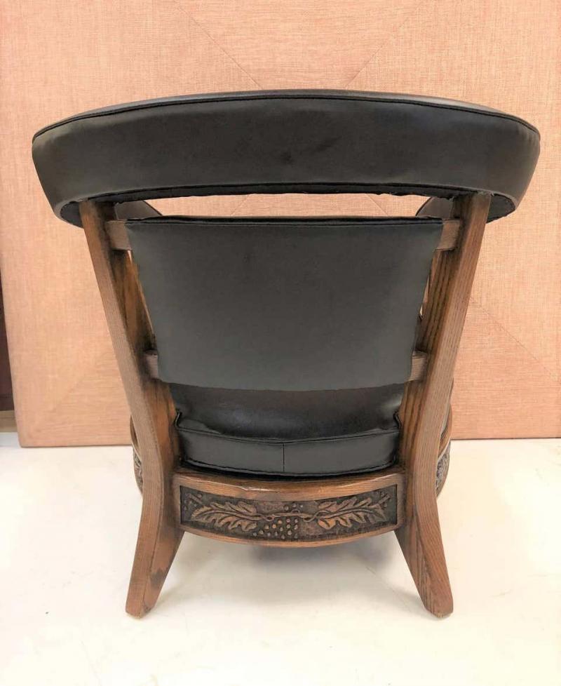 Romweber - Pair of Romweber Carved Oak Lounge Chairs