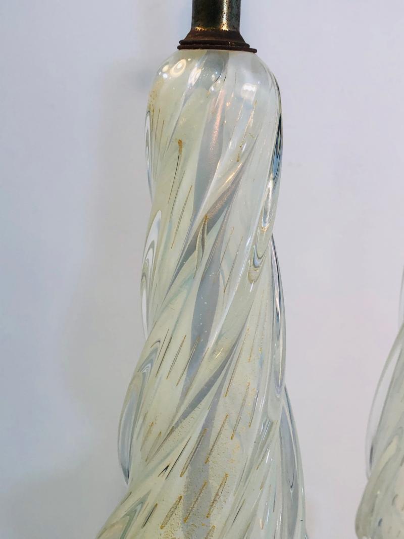 Seguso / Seguso Vetri d'Arte - Pair of Murano Lamps with Gold Flaked ...
