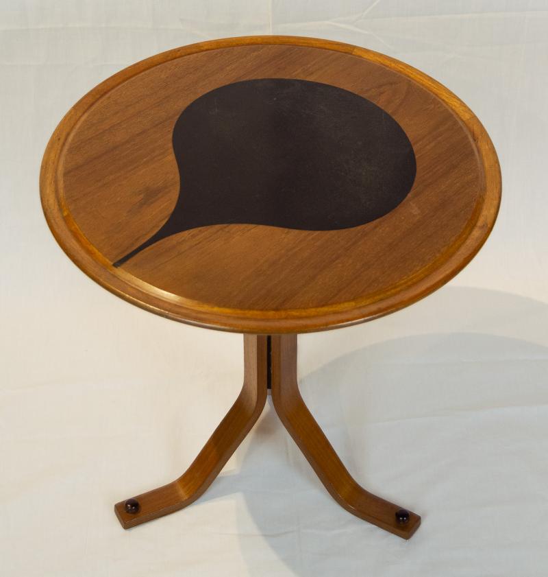 Selig Furniture Co. - Rare "Teardrop" Inlaid Teak & Bent Plywood Side Table