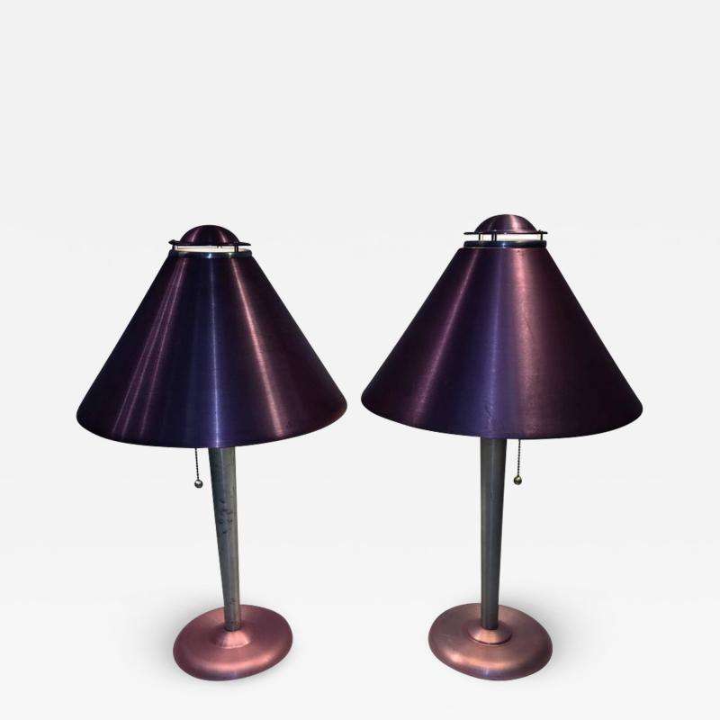 Soundrite Corp. - MODERNIST ART DECO DEEP PINK ANODIZED ALUMINUM LAMPS