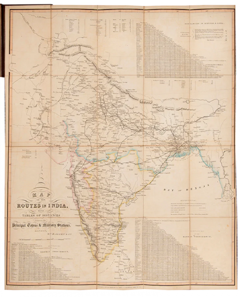 W. H. ALLEN - A new map of the routes in India. by W. H. ALLEN