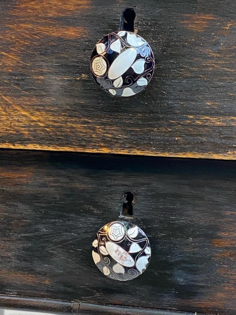 Wiener Werkstätte - AUSTRIAN OAK TABLE WITH ENAMELED DRAWER PULLS BY ...