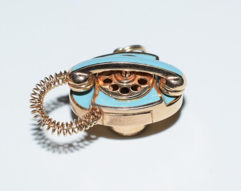 14K Gold and Enamel Princess Phone Charm Lights Up!