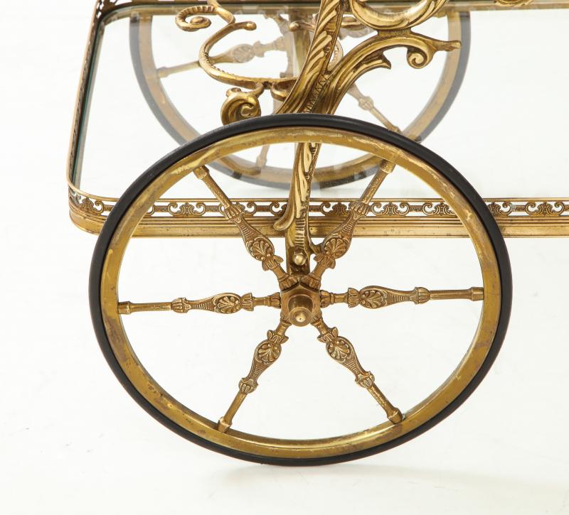 1950's Baroque Style Brass Bar Cart