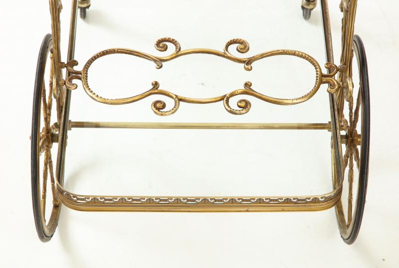 1950's Baroque Style Brass Bar Cart