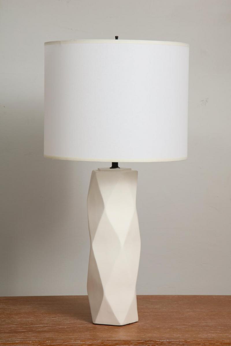 Custom Pair of Cubist Inspired Plaster Lamps
