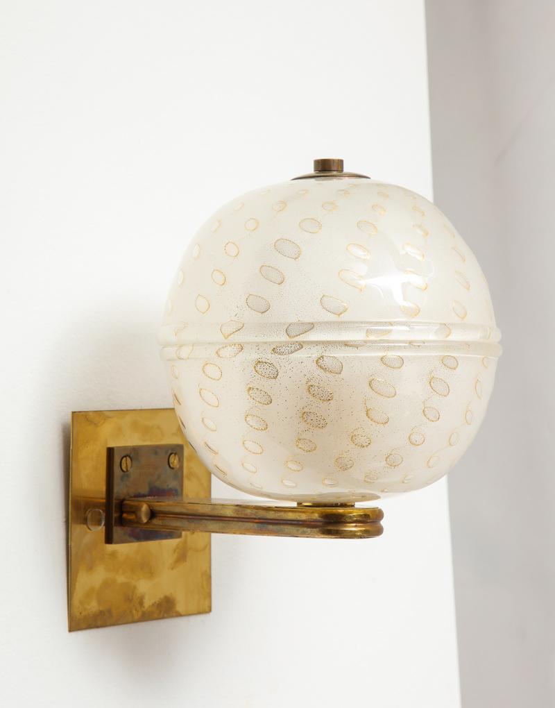 Pair of Custom Hand-crafted Murano Glass Sphere-Shaped Sconces