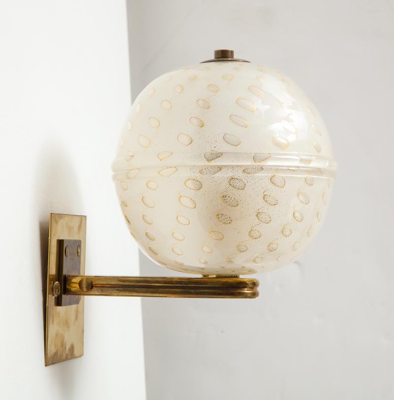 Pair of Custom Hand-crafted Murano Glass Sphere-Shaped Sconces