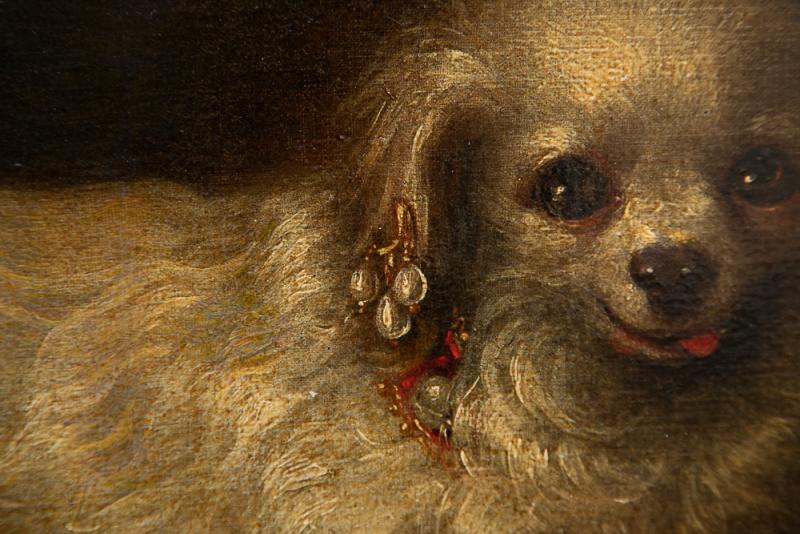 17TH CENTURY PAINTING OF A SMALL WHITE DOG