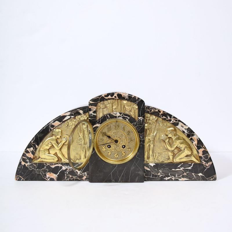 1930s Art Deco Streamlined Neoclassical Figurative Exotic Marble ...