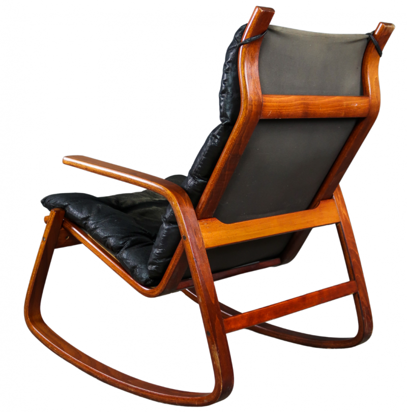 1960s Danish Bentwood & Leather Rocker