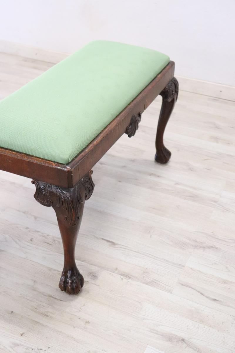 19th Century Chippendale Style Walnut Pouf or Small Pouf