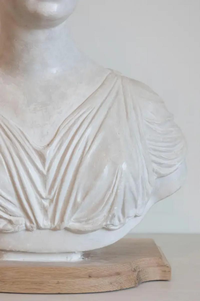 19th Century Italian Neoclassical Plaster Bust of a Roman Woman