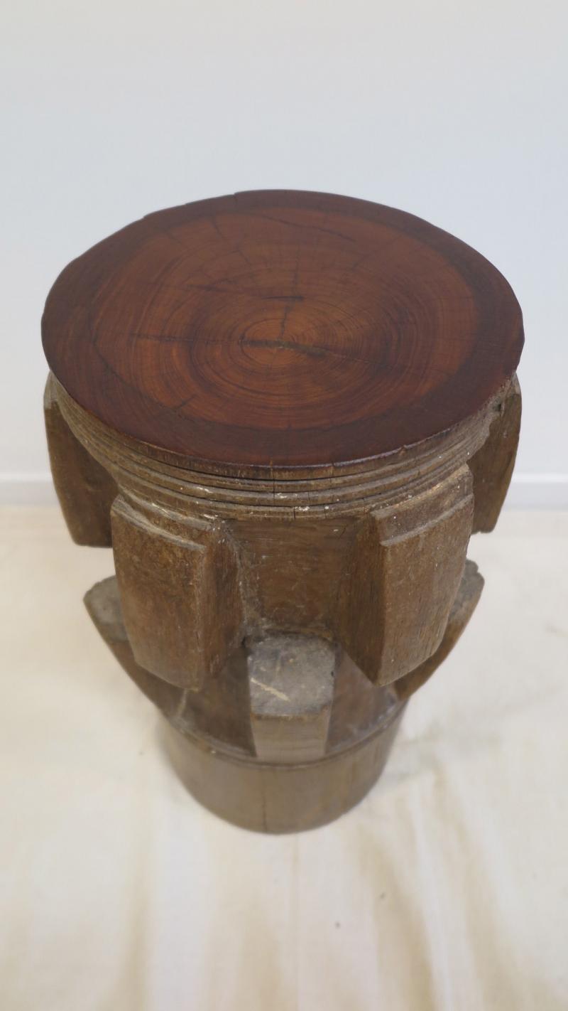 19th Century Sugar Cane Press Cog Side Table