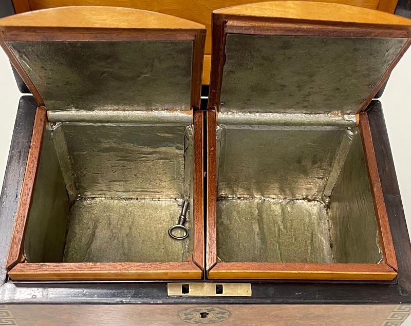 19th Century Tortoise Shell Grain and Greek Key Tea Caddy. Boule, Georgian