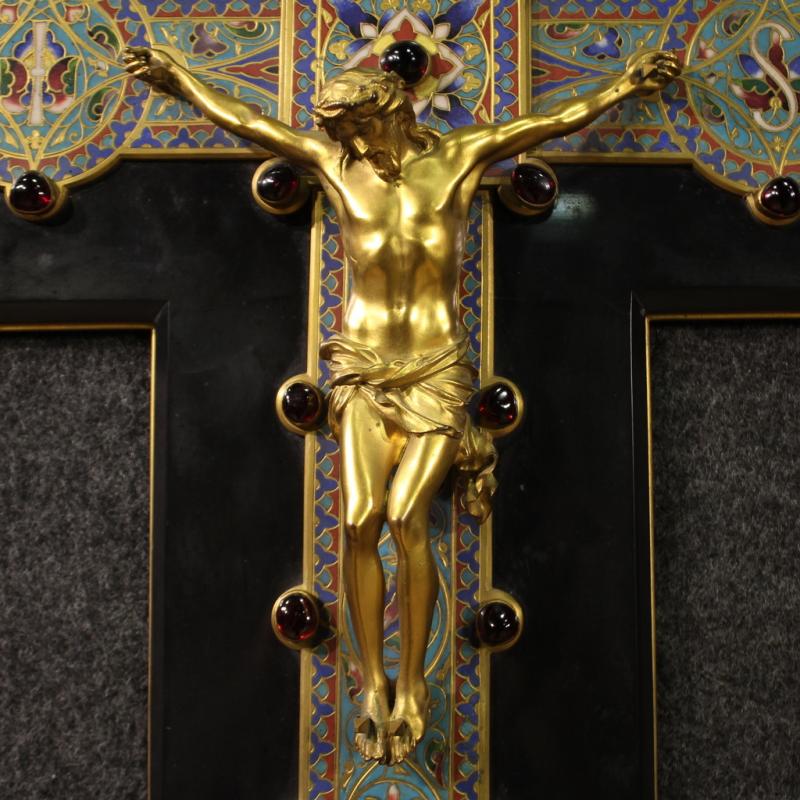 19th century gilded bronze crucifix signed Barbedienne