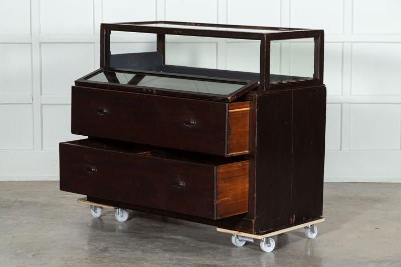 19thC Painted Glazed Haberdashery Counter Cabinet Drawers
