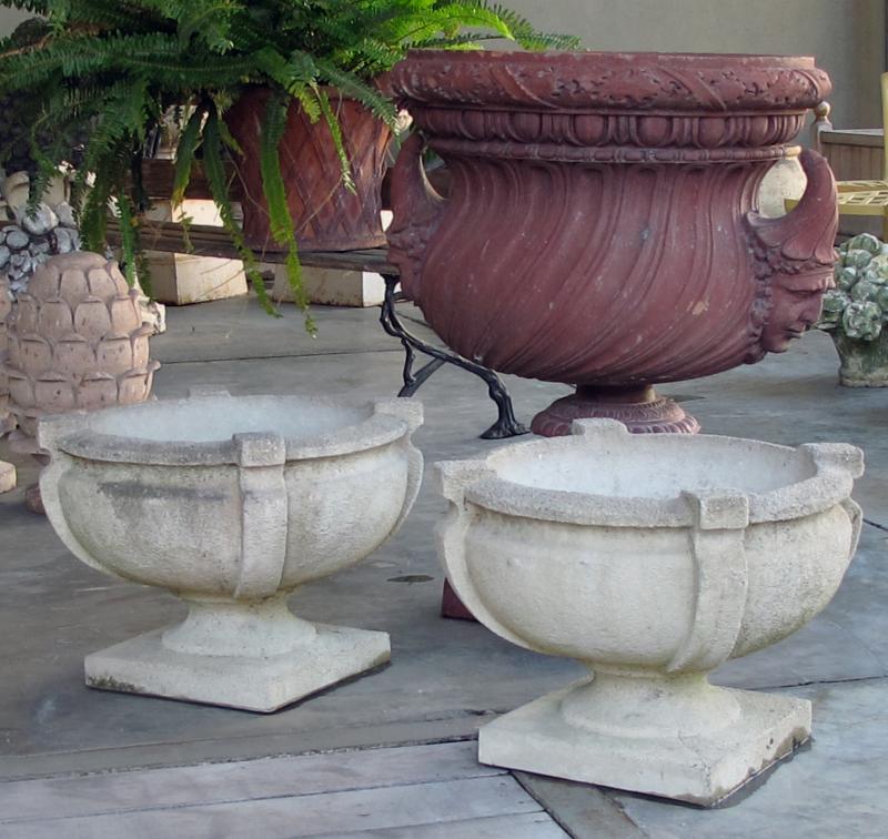 A Handsome Pair of Cast Stone Garden Urns